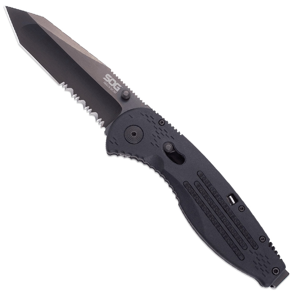 SOG Black TiNi Aegis Mini Tanto Knife With Serrated Blade Buy Online ...